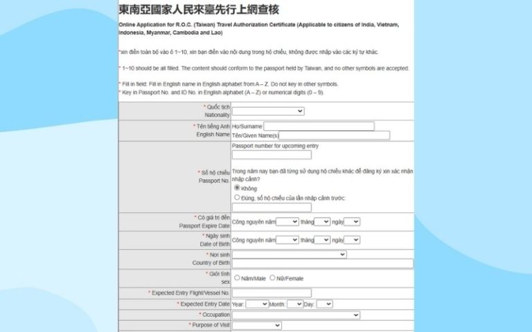 E visa Đài Loan | Thủ tục xin visa online Đài Loan